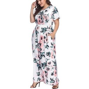 Dresses | Plus Size Floral Long Maxi Dress With Pockets | Poshmark